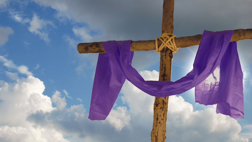 Cross with purple drape